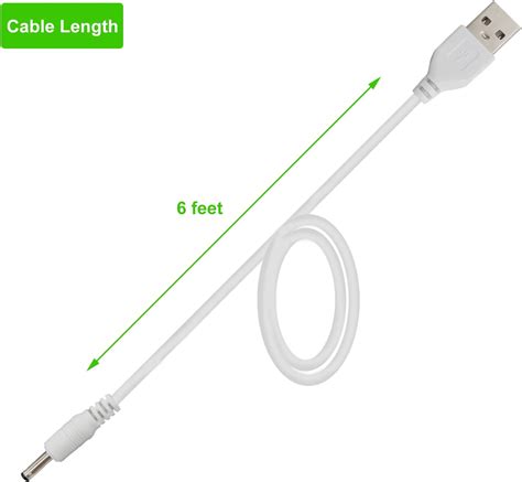 6 Ft 2 Pack Usb To Dc Barrel Cable Charger Cord Replacement For