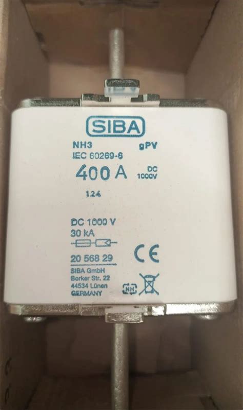 Fuse 1000v Dc 400a Type Nh3 Class Gpv Make Siba Article No