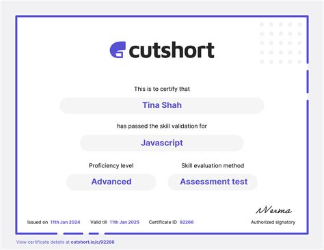 Tinas Skill Certificate For Javascript Cutshort