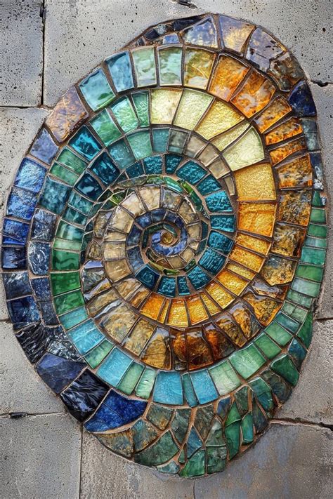 Vibrant Mosaic Spiral Design In Blue And Orange Hues For Artistic Decor Vibrant Mosaic Spiral Design In Blue And Orange Hues For Artistic Decor