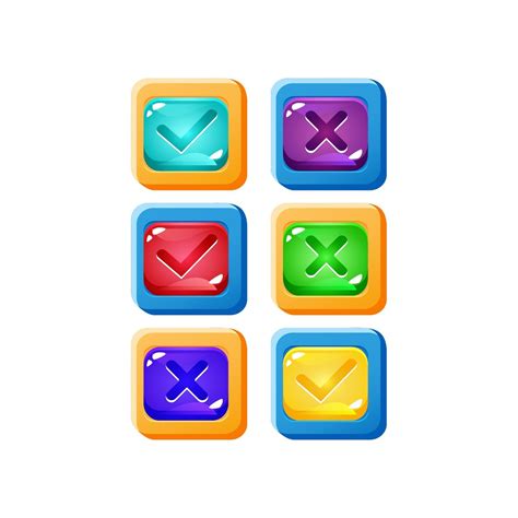 Set Of Colorful Jelly Game Ui With Funny Border For Gui Asset Elements Vector Illustration