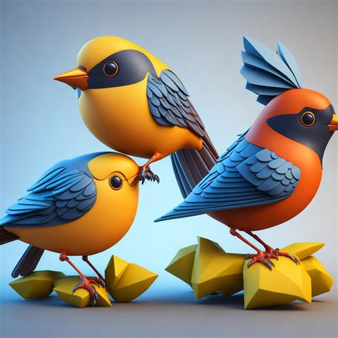 Premium Ai Image Bird Cartoon Bird Love Icon Image Cute Comic Style Wild Bird Illustration 3d