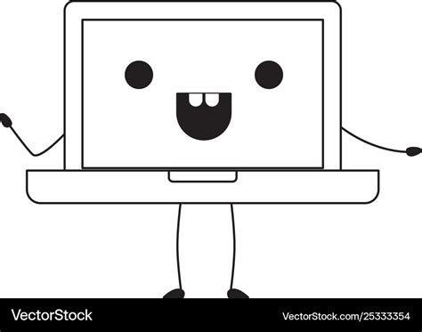 Laptop Computer Kawaii Character Royalty Free Vector Vectorstock