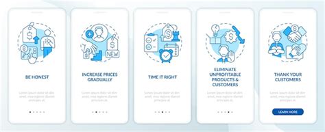 Premium Vector Tactics For Raising Prices Blue Onboarding Mobile App Screen