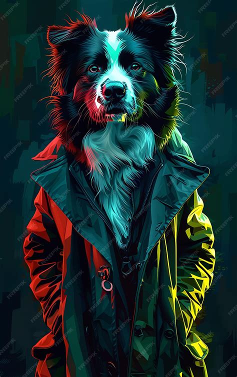 Premium Photo Poster Of Border Collie In An Assertive Pose Wearing A Futuristic Tren Collage
