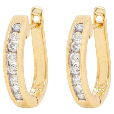 Diamond Huggie Earrings Set With 16 Diamonds 040 Carats Total 14k
