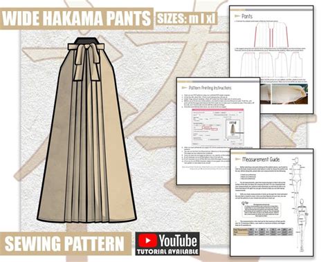Wide Hakama Pants Sewing Patterndownloadable Pdf And Tutorial Book