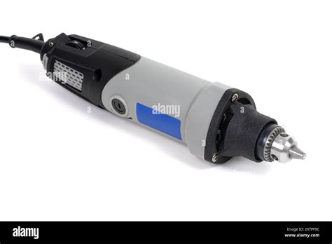 Brand New Compact Wired Mini Drill Isolated On White Background Stock