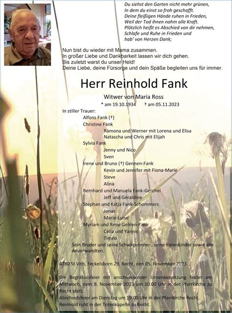 Reinhold Fank Bestattung Löfgen