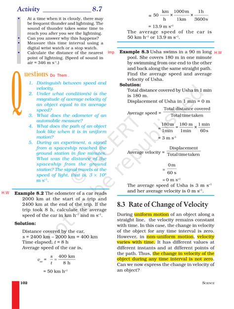 Ncert Book Class 9 Science Chapter 8 Motion Physics