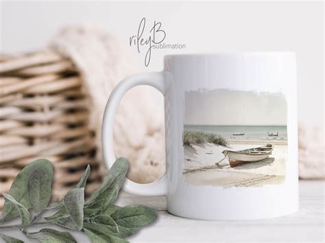 Soft Coastal Watercolor Pngs Digital Coastal Scene Pngs Beach