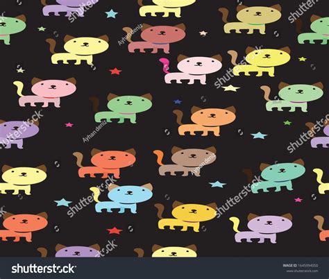 Cat Pattern Drawing Seamless Vector Stock Vector Royalty Free
