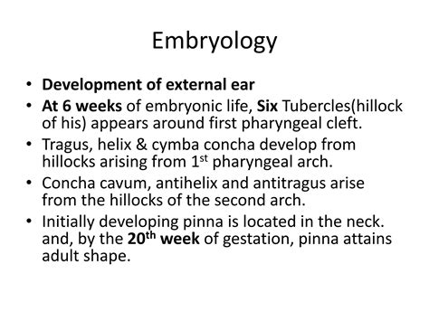 Anatomy Of External Ear Embryology And Clinical Significance Pptx