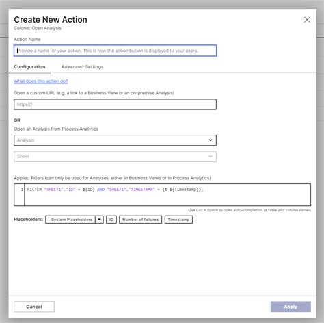 Action Celonis Open Analysis