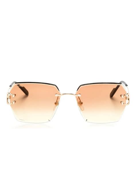 Cartier Eyewear Ct0466s Sunglasses Gold Farfetch