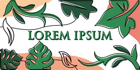 Abstract Green Leaves Nature Background Hand Drawn Outline Design For Fabric Print Cover