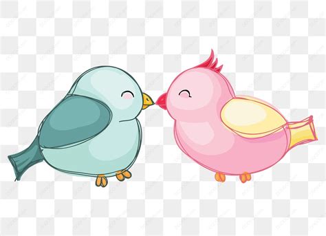 两只卡通鸟接吻