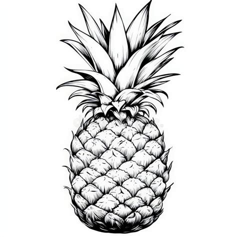 Bold Line Art Of An Ananas On Pure White Background Stock Illustration Illustration Of Clean