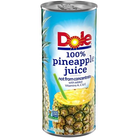 Dole All Natural 100 Pineapple Juice Can 6 Fl Oz 6 Count