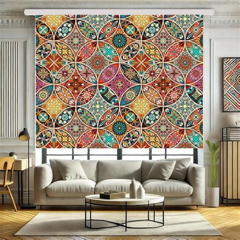 Colorful Geometric Pattern Roller Blind Vibrant And Artistic Design