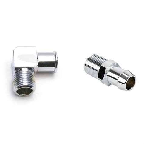 Chrome Heater Hose Fitting Set 5 8 Inch Hose 1 2npt Barb 90deg