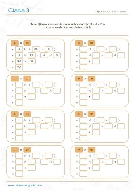 Clasa 3 Matematica Fisa De Lucru Inmultirea Vb Learning Hub