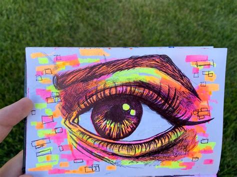 Eye Pen Art With Highlighter Art Drawings Sketches Creative Marker