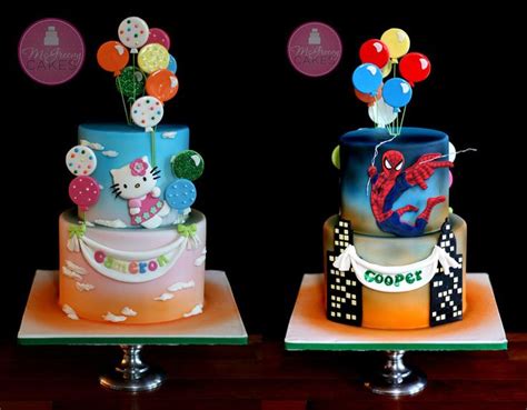 Double Sided Cake Hello Kitty And Spiderman Hello Kitty Cake Cake