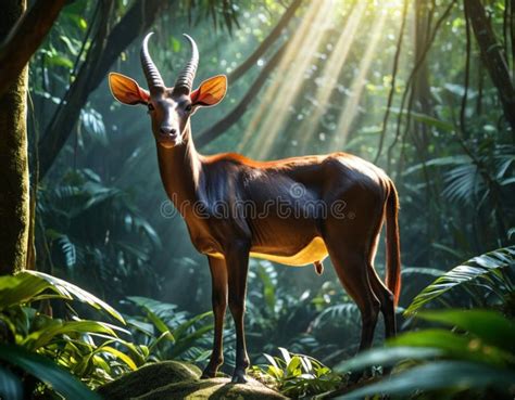 Saola Asian Unicorn Vietnam Rare Species Stock Illustration