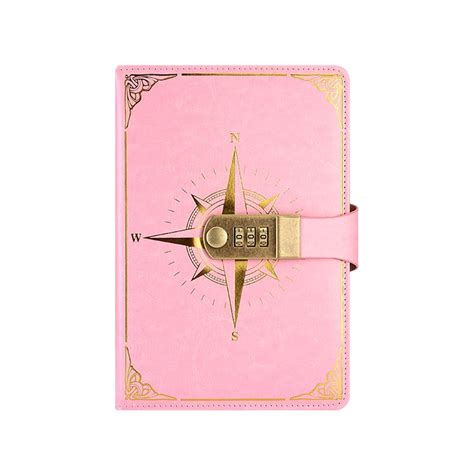 Compass Notebook Compass Pattern Password Lock Notebook A5 Diary