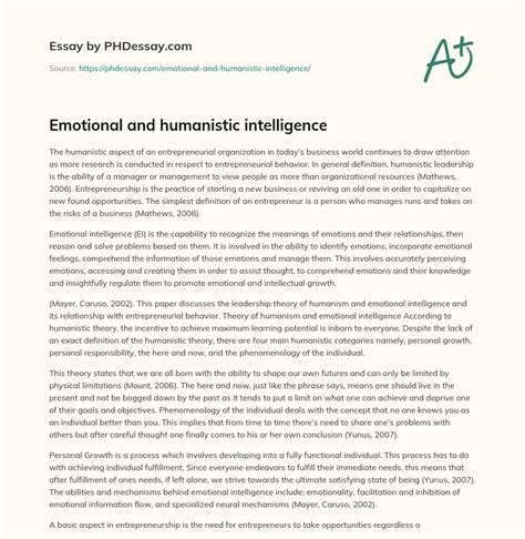 Emotional And Humanistic Intelligence