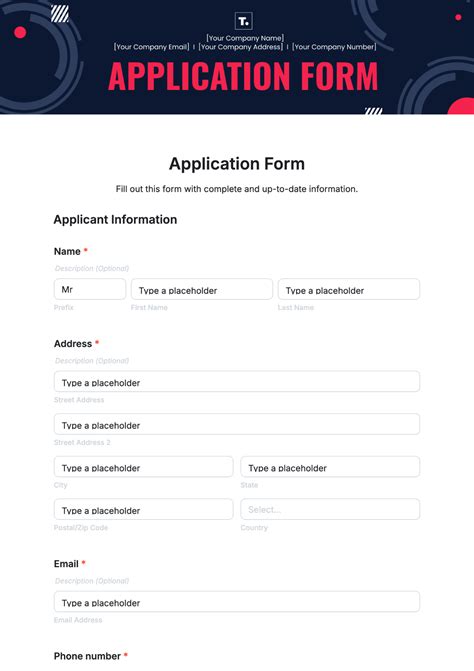 Free Application Form Template To Edit Online