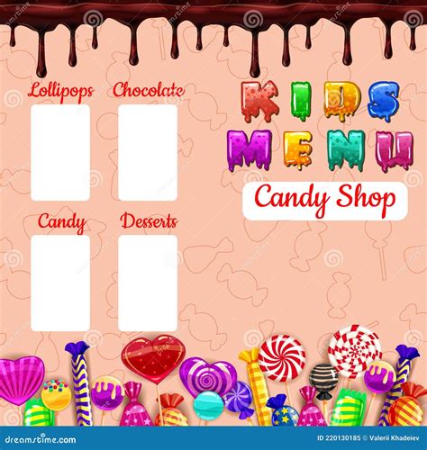 With Menu Candy Vending Machine With The Character Vector Illustration