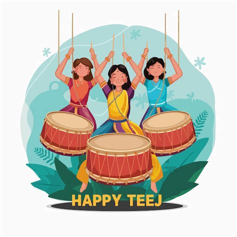 Happy Teej Festival Banner Design Template Background Concept Premium