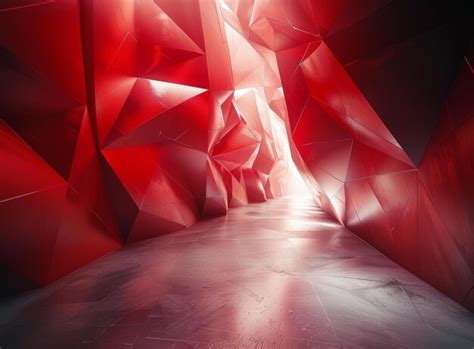 Premium Photo Futuristic Red Crystal Cave Tunnel