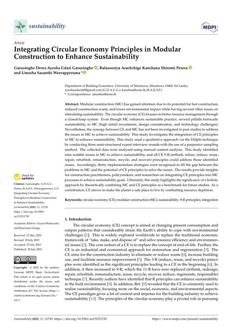 Pdf Integrating Circular Economy Principles In Modular Construction