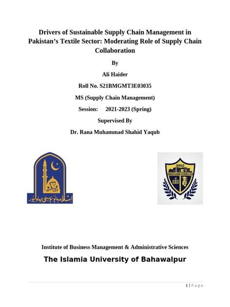 Sustainable Supply Chains In Pakistan Pdf Sampling Statistics Statistics
