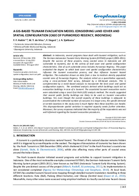 Pdf A Gis Based Tsunami Evacuation Model Considering Land Cover And
