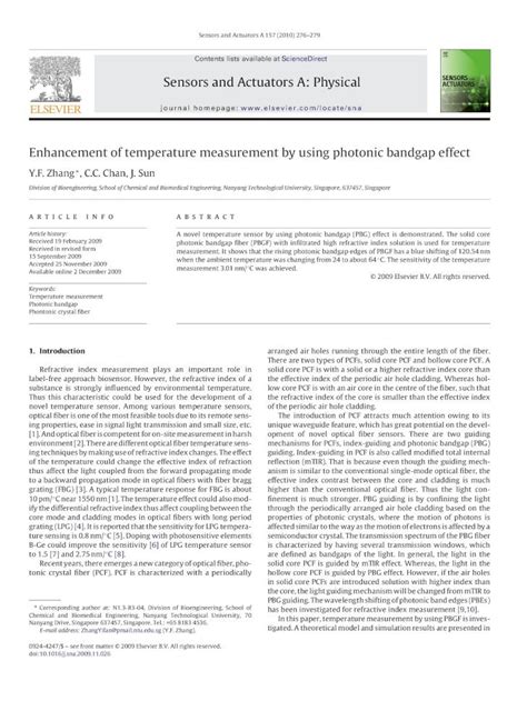 Pdf Enhancement Of Temperature Measurement By Using Photonic Bandgap