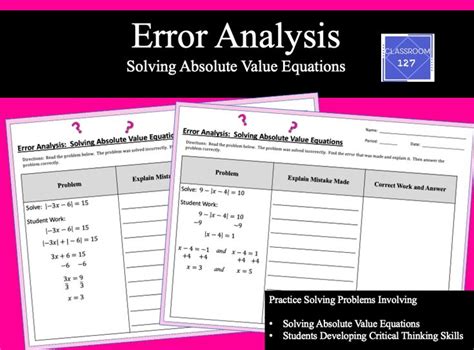 Error Analysis Solving Absolute Value Equations Absolute Value Equations Error Analysis