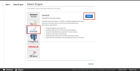 create and connect to a mariadb database on amazon relational database