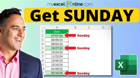 how to get sunday in excel step by step weekend formula guide