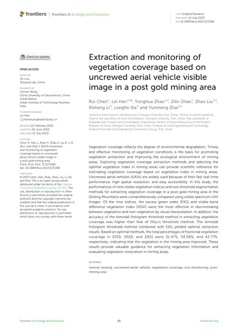 Pdf Extraction And Monitoring Of Vegetation Coverage Based On