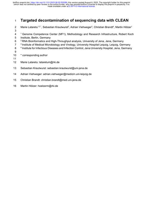 Pdf Targeted Decontamination Of Sequencing Data With Clean