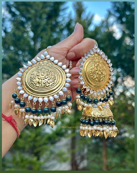 Oversized Traditional Punjabi Gold Finish Jhumka Earringstikka Jaggo