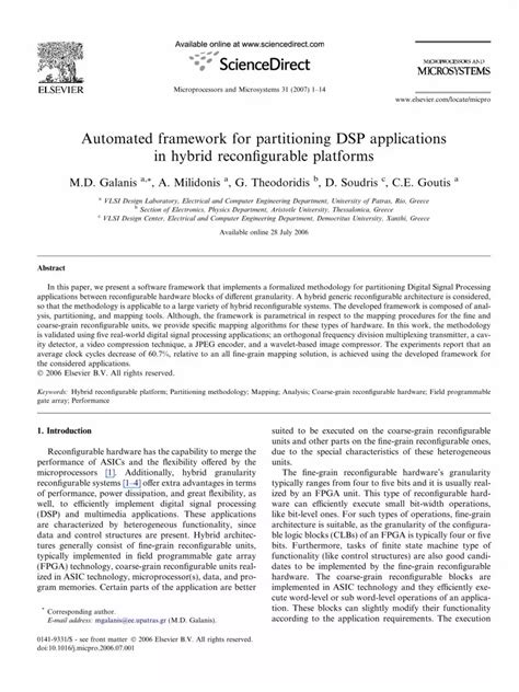 pdf automated framework for partitioning dsp applications in hybrid