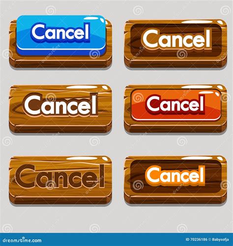 Cartoon Wood Buttons Cancel For Game Stock Vector Illustration Of Long Cancel 70236186