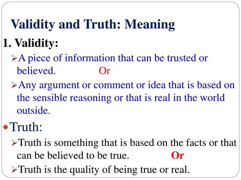 PPT Validity And Truth PowerPoint Presentation Free Download ID