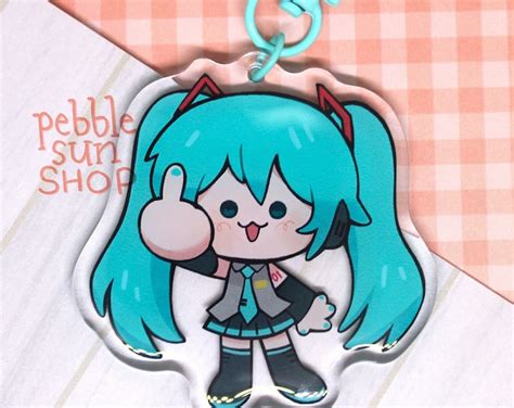 Hatsune Miku Middle Finger Acrylic Keychain Double Sided Etsy