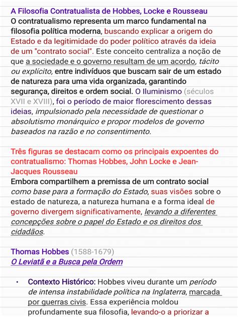 Contratualismo De Hobbes Locke E Rousseau 250507 022122 Pdf